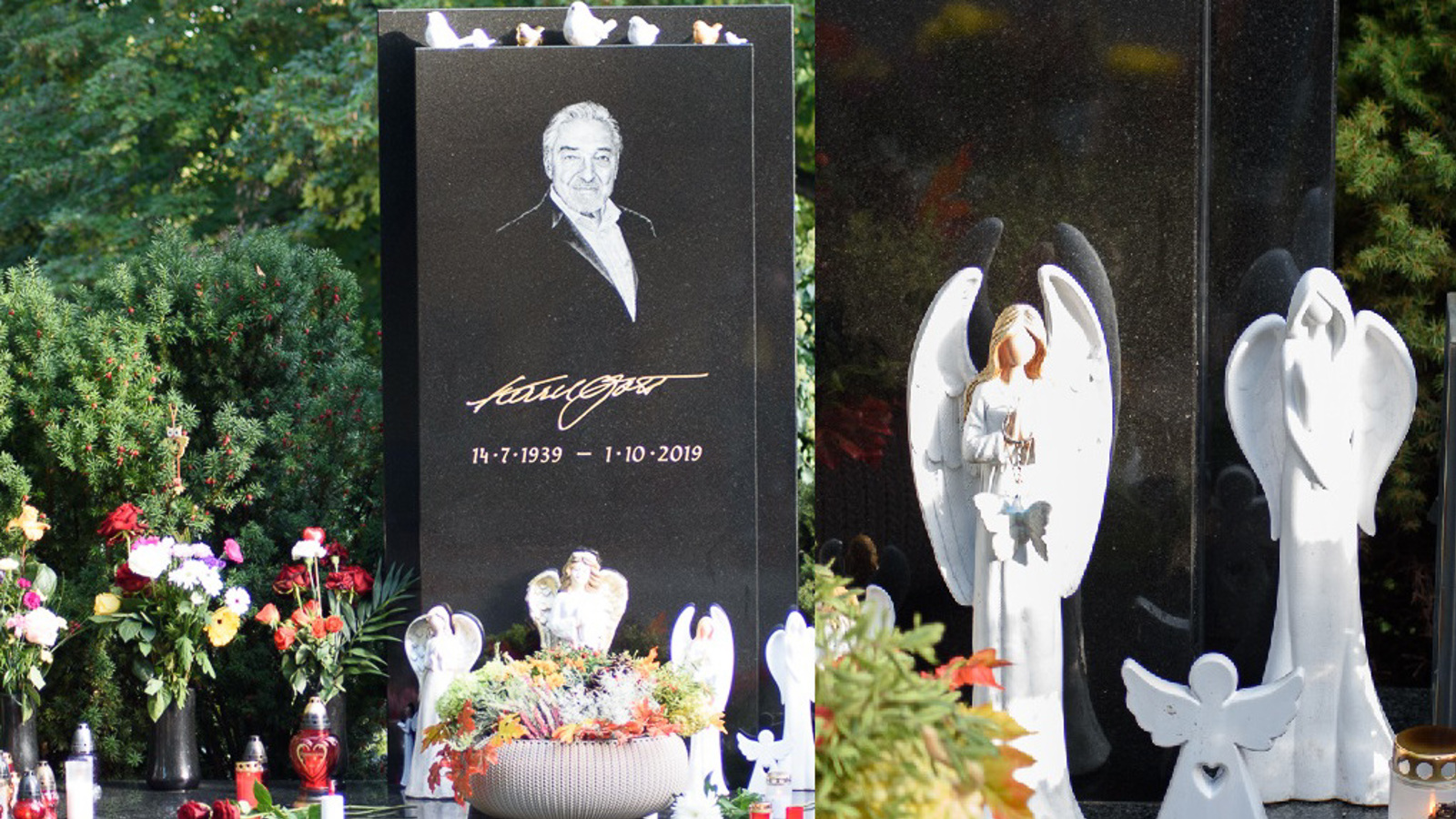 Karel Gott: Mistrův hrob stráží andělé. Nechybí ani symbol písně z Popelky