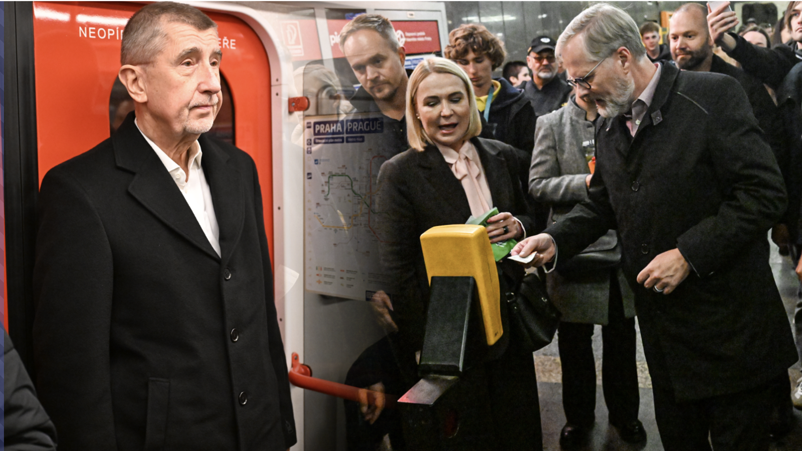 Petr Fiala napodobil jízdou metrem Andreje Babiše